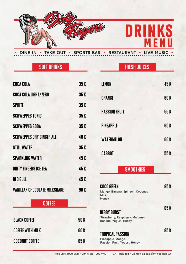 Menu – Dirty Fingers